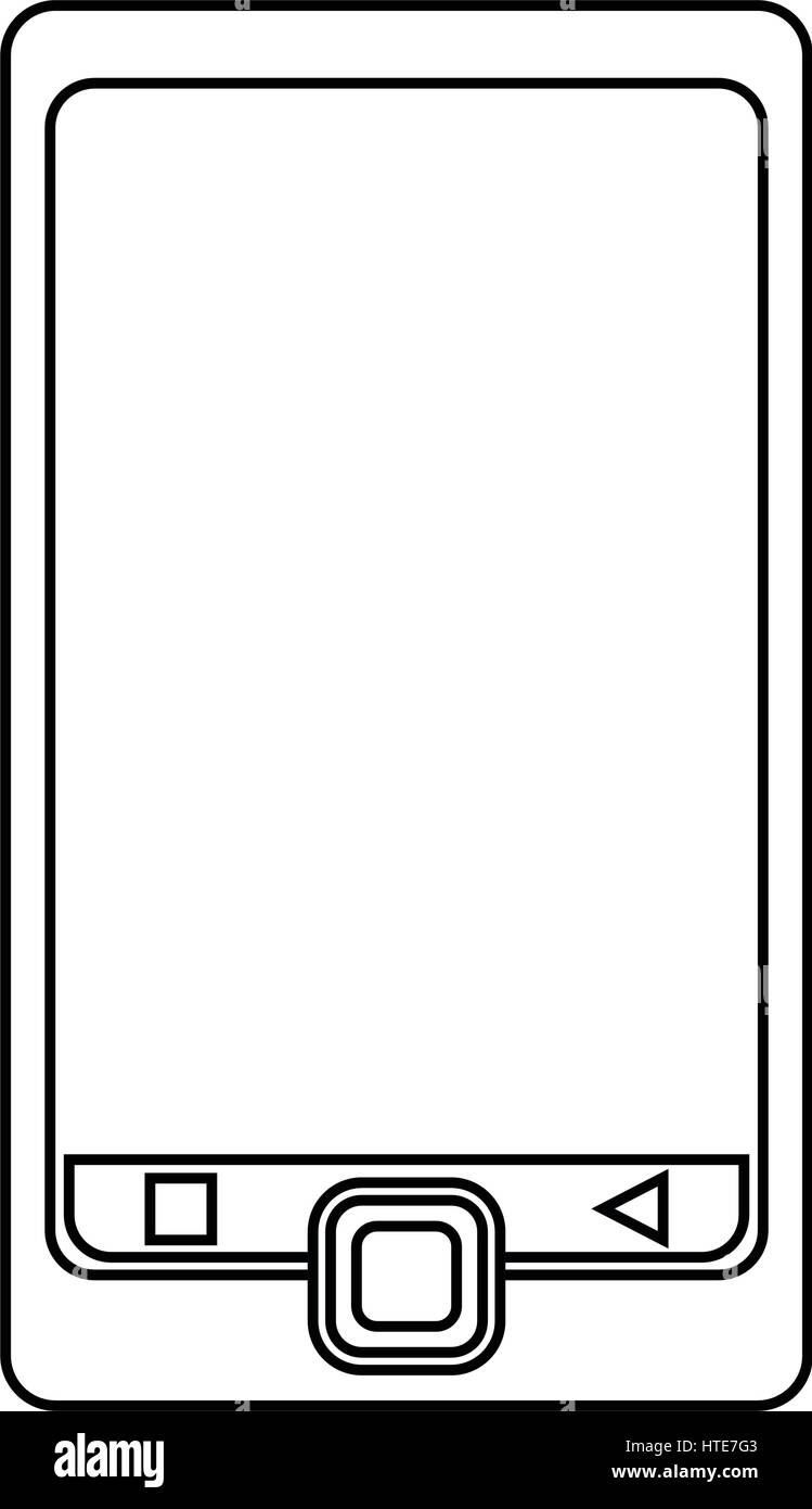 Background image with digital screen and icons Black and White Stock ...