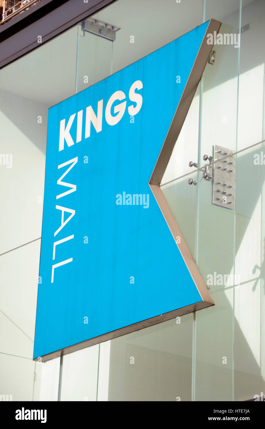 Kings Mall shopping centre sign, Hammersmith, London, UK Stock Photo ...