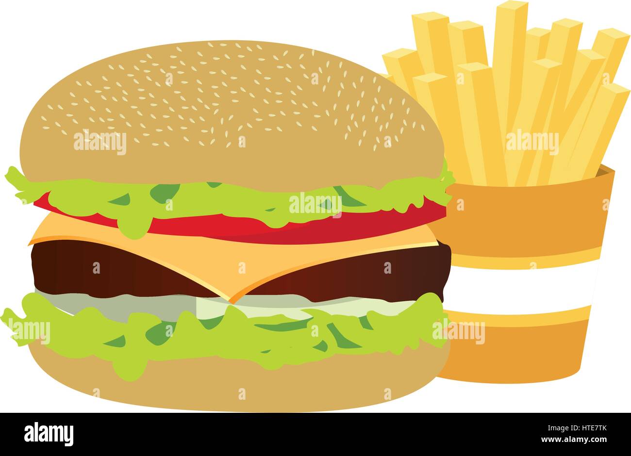 Fresh chicken burger fries Stock Vector Images - Alamy
