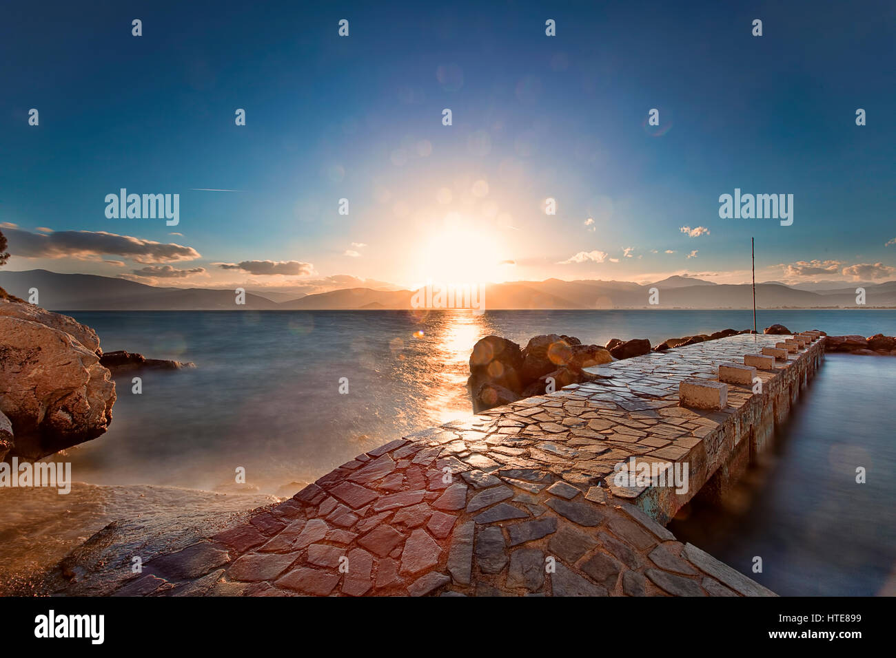 Sunset sea landscape Stock Photo - Alamy