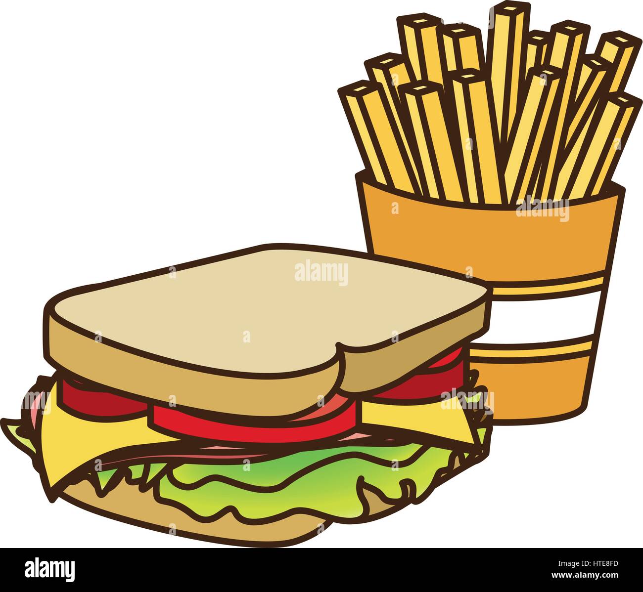 Toast sandwich french fries Stock Vector Images - Alamy