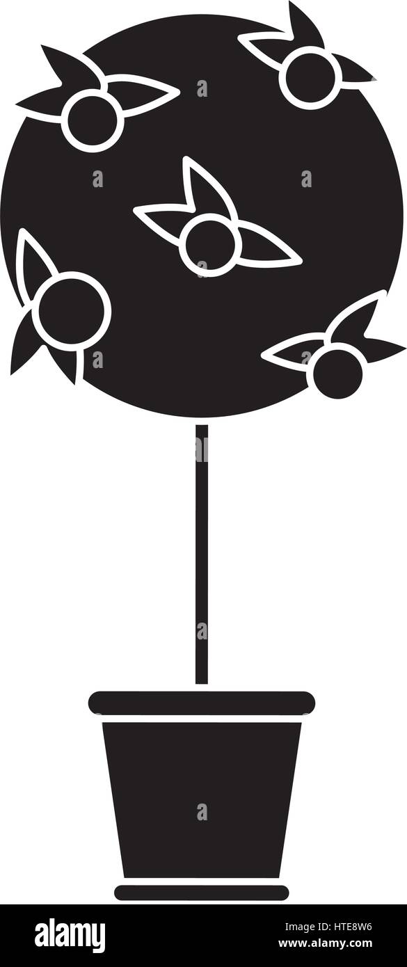 tree pot decorative garden pictogram Stock Vector Image & Art - Alamy
