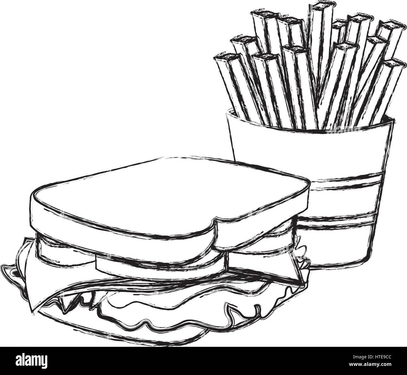 Toast sandwich french fries Stock Vector Images - Alamy