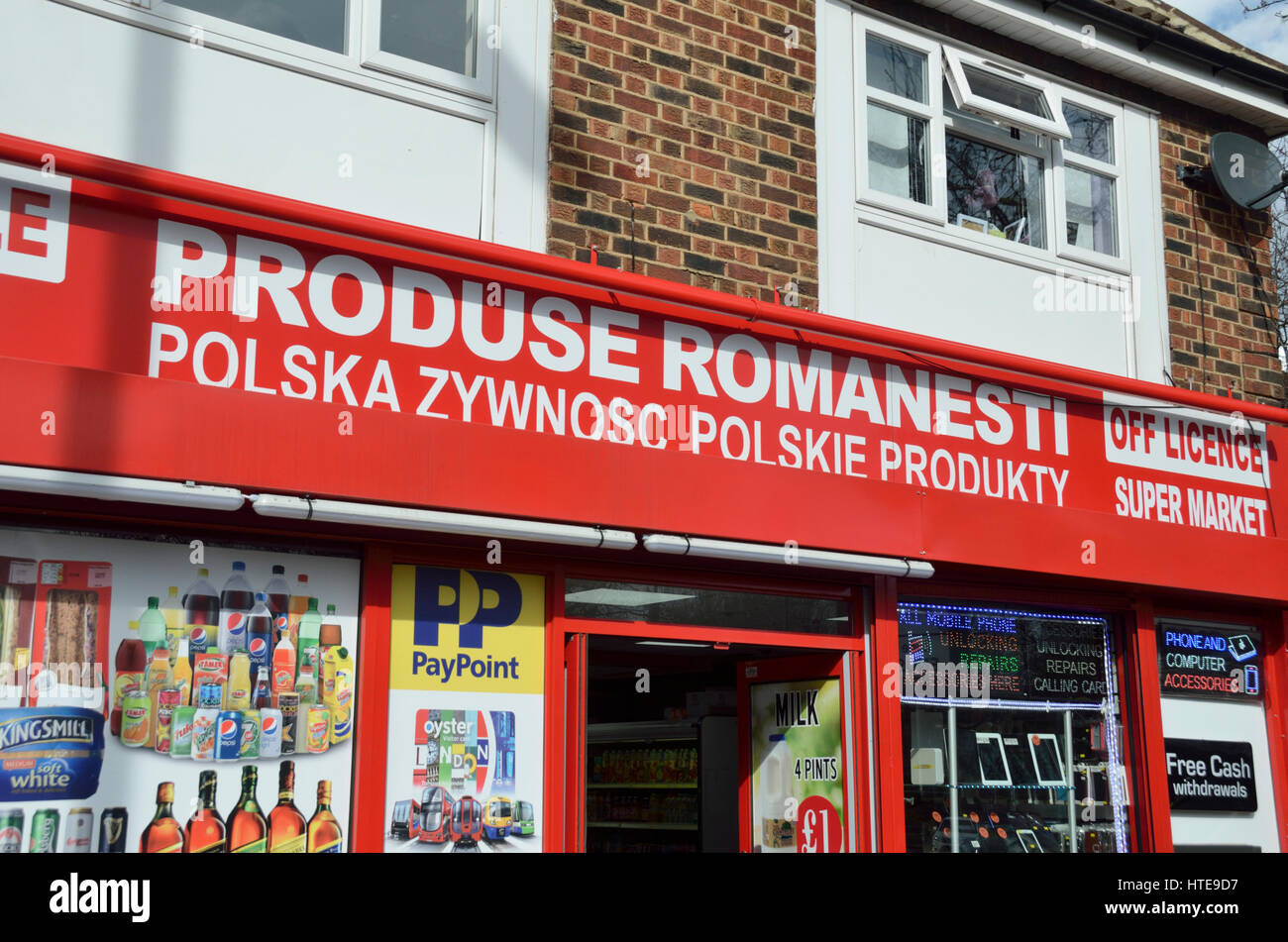 Romanian convenience shop, London, UK Stock Photo - Alamy