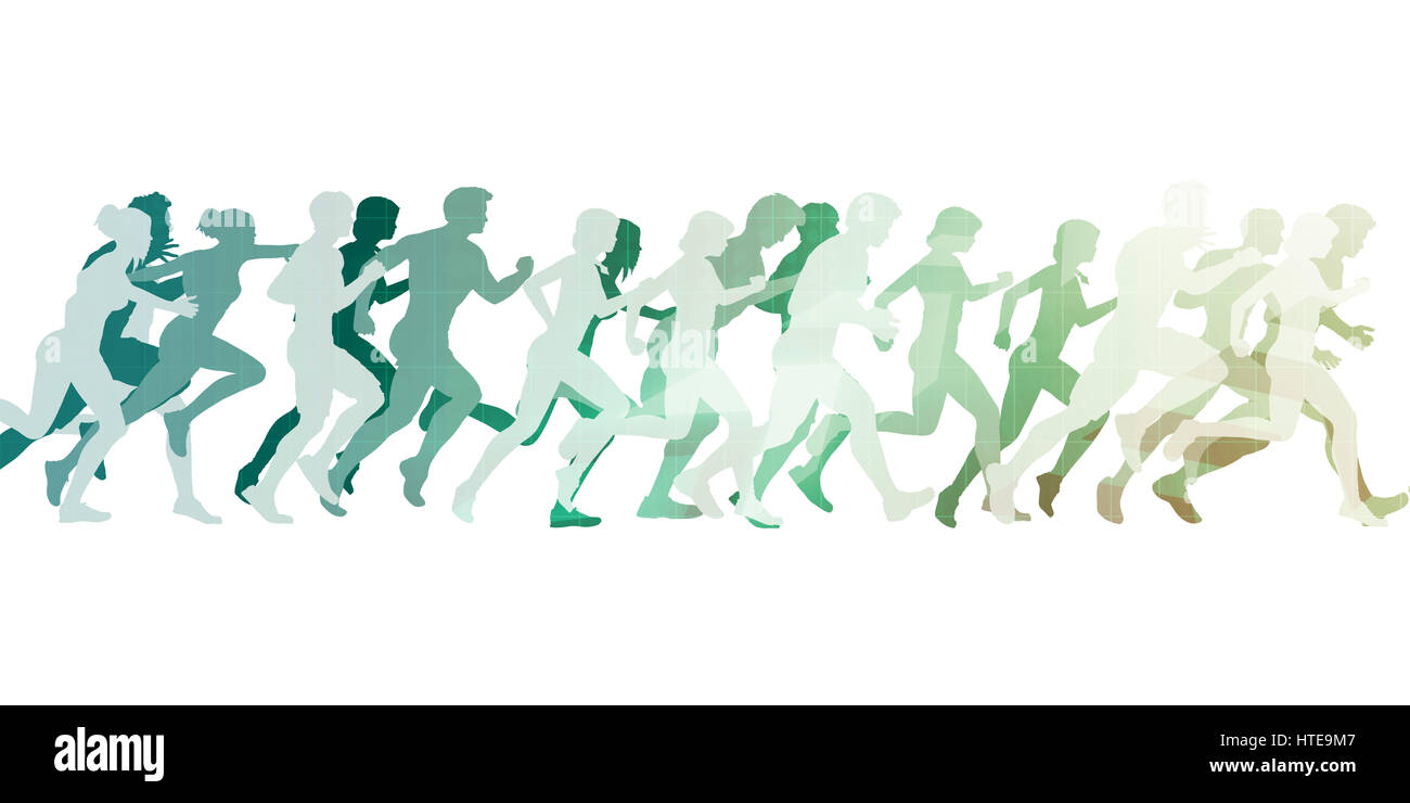 Group of People Running Silhouette on White Background Stock Photo - Alamy