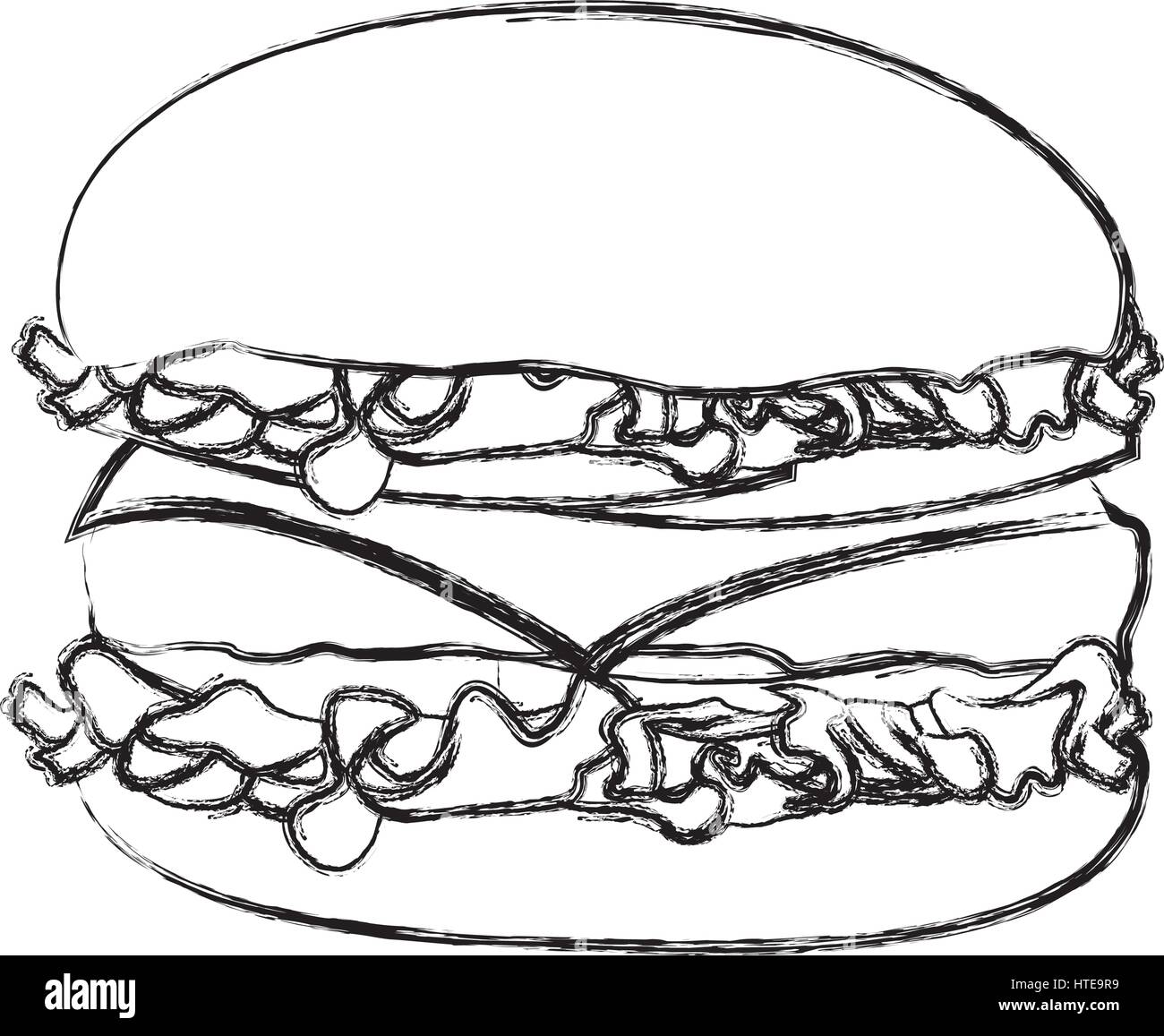 monochrome sketch with big burger Stock Vector Image & Art - Alamy