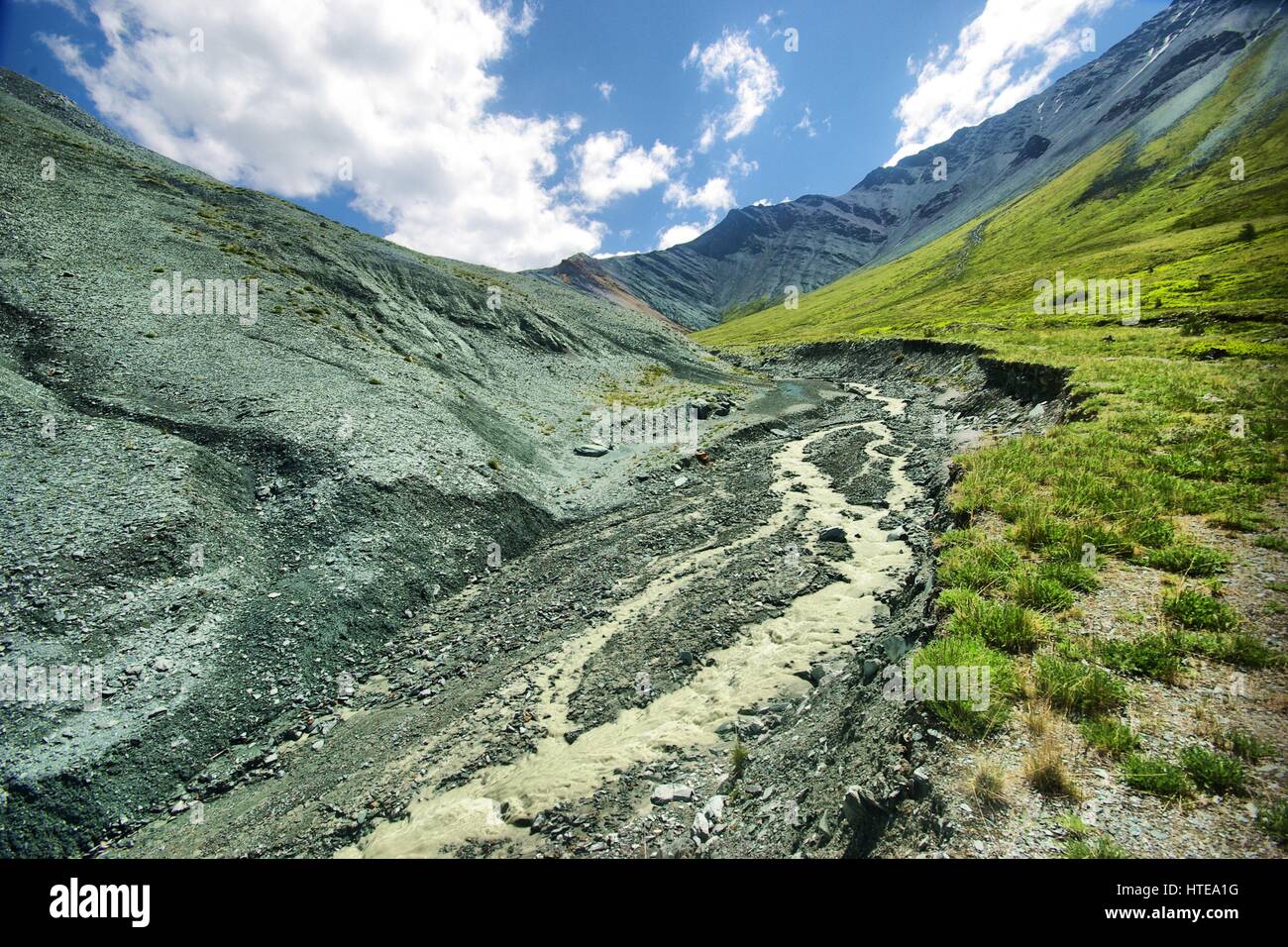 The mountain river in the mountains. Current through the gorge the ...