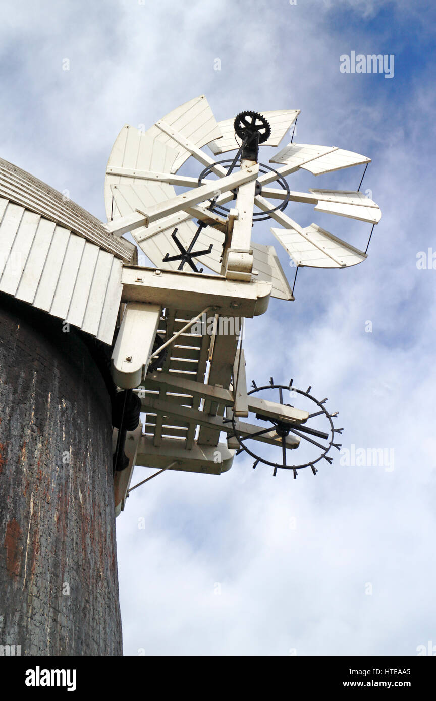 Detail of partially restored Runham Drainage Mill on the Norfolk Broads ...