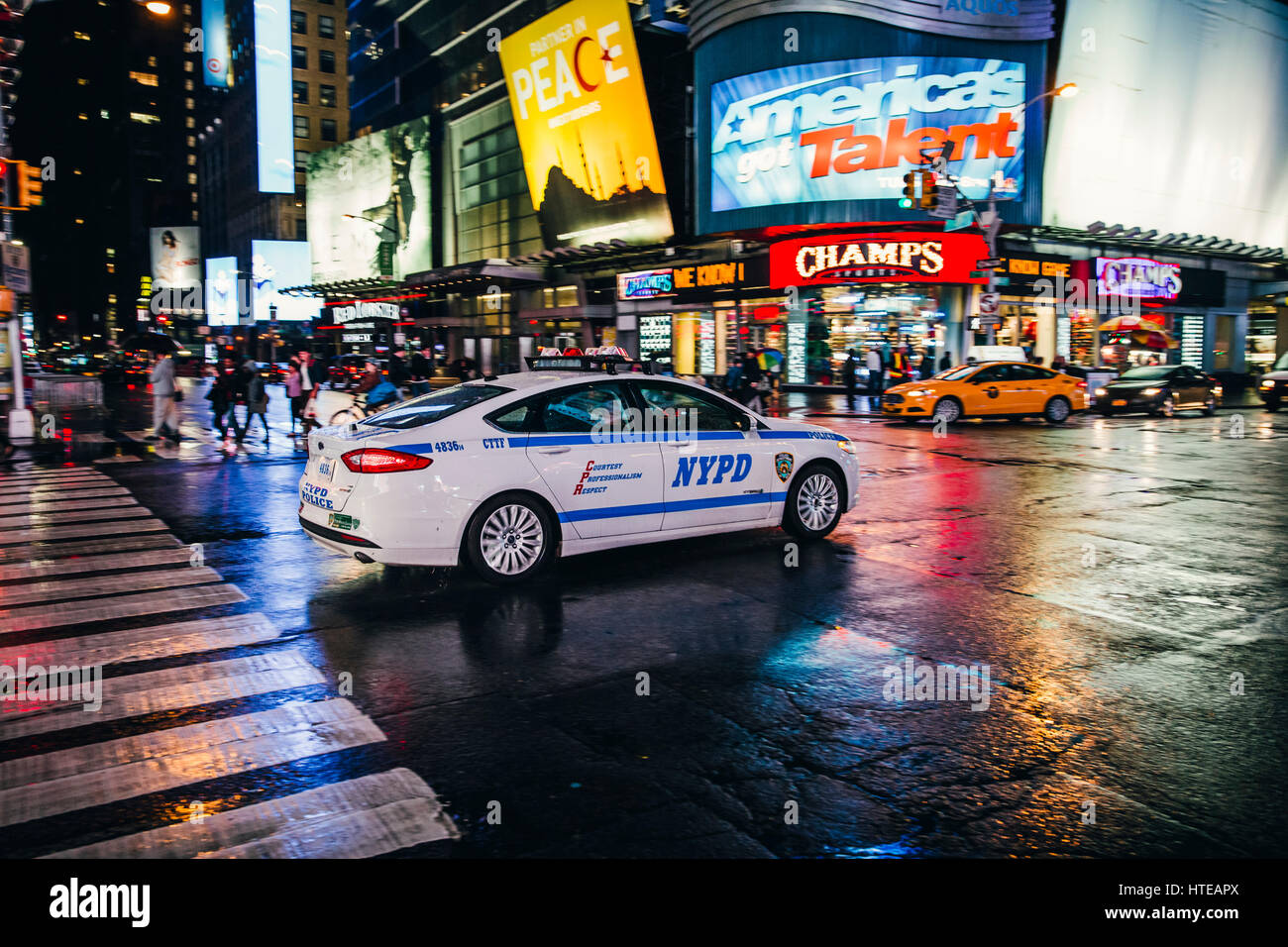 New York Police Department car at the famous Time Square in New York ...
