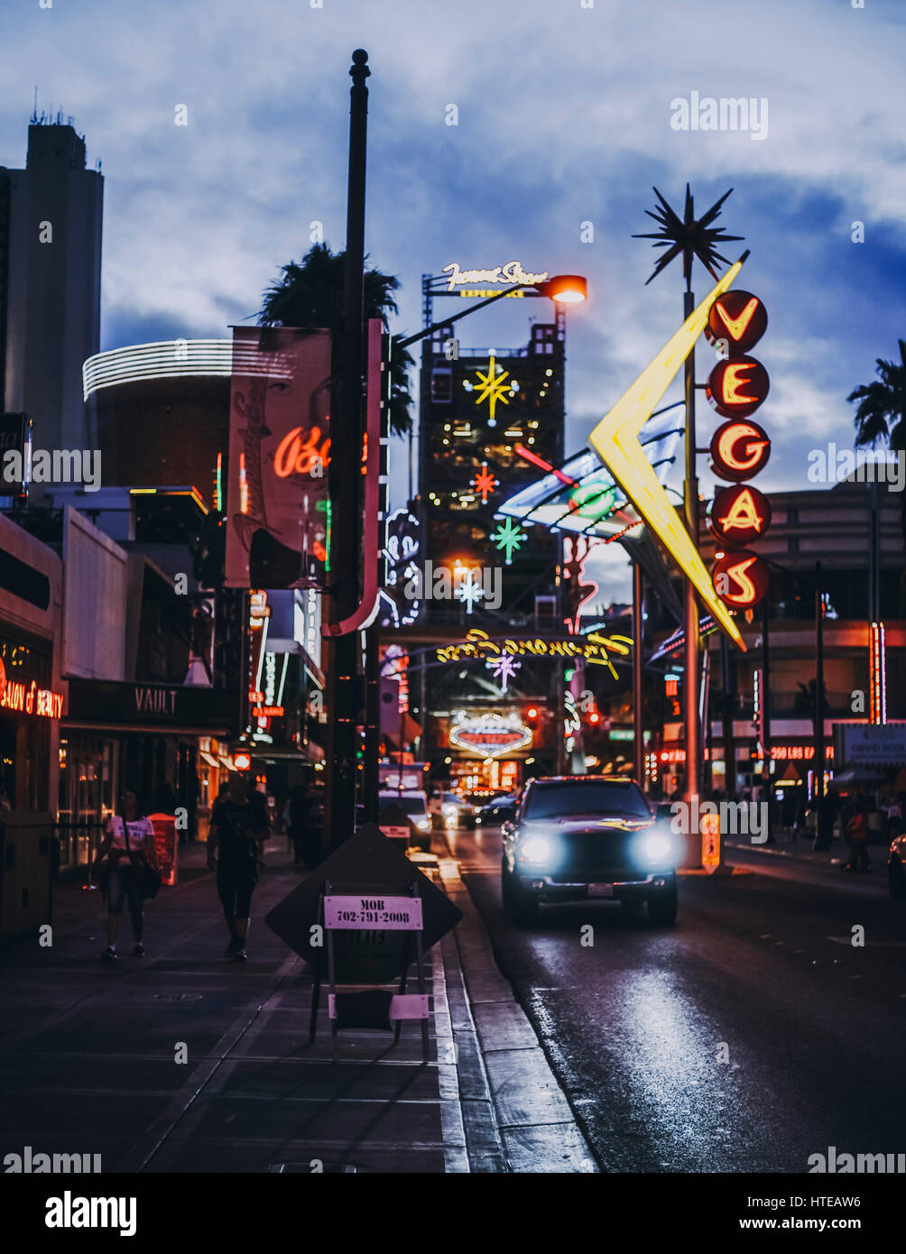 Street with colorful neon signs in Las Vegas, United States of America ...