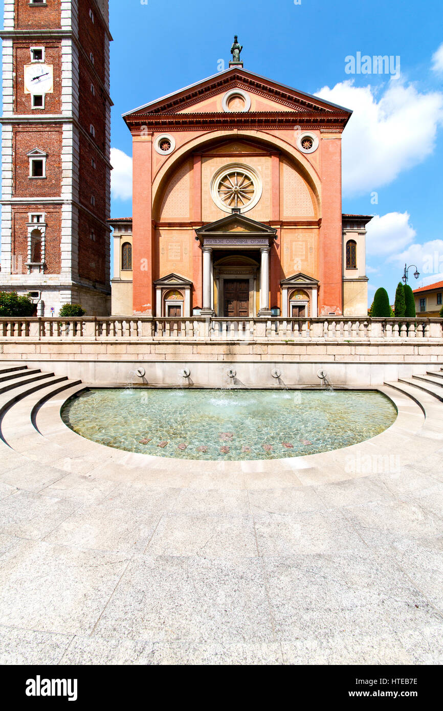 in the legnano old church closed brick tower sidewalk italy lombardy ...