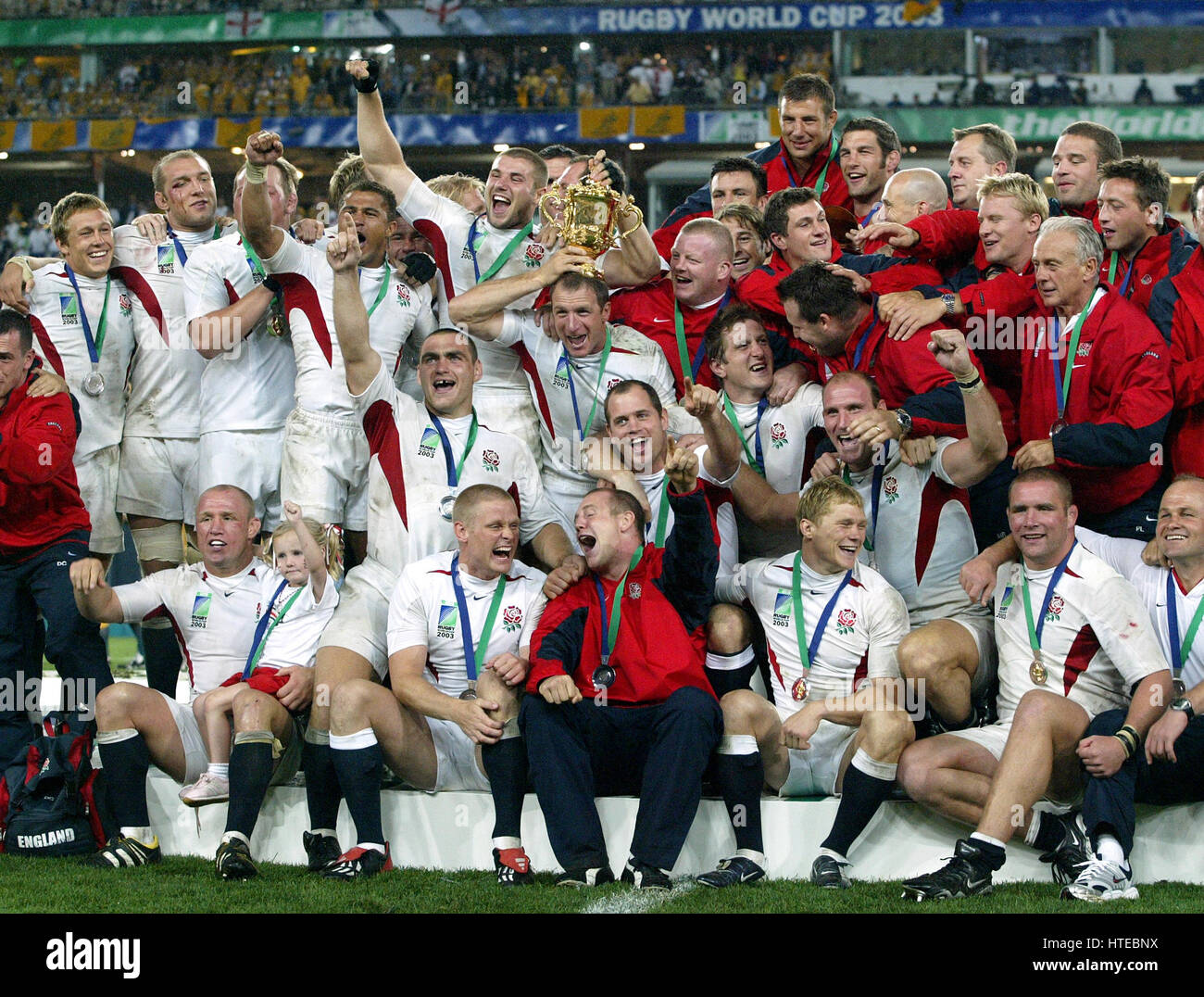 England celebrates with the World Cup after the Rugby World Cup Final ...