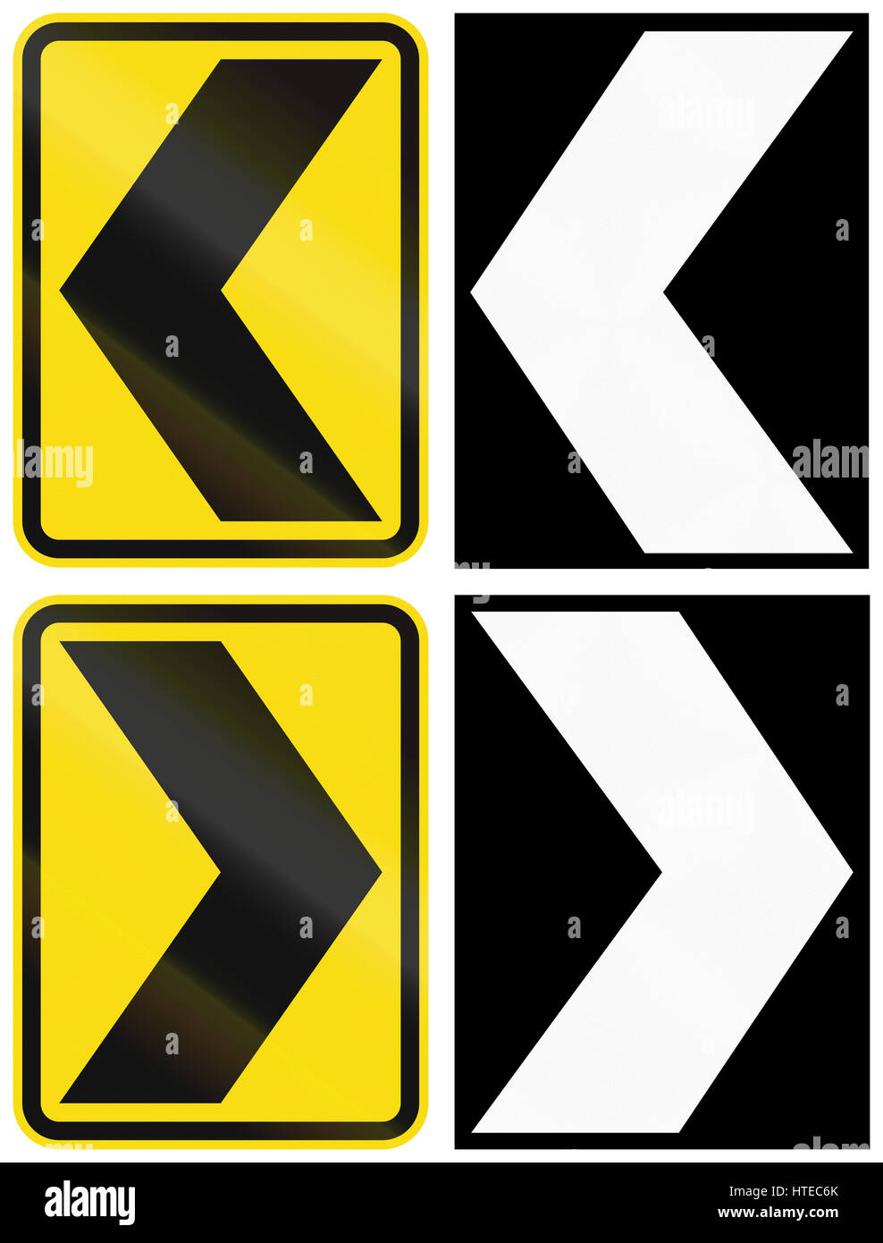 A collection of New Zealand road signs - Chevrons Stock Photo - Alamy