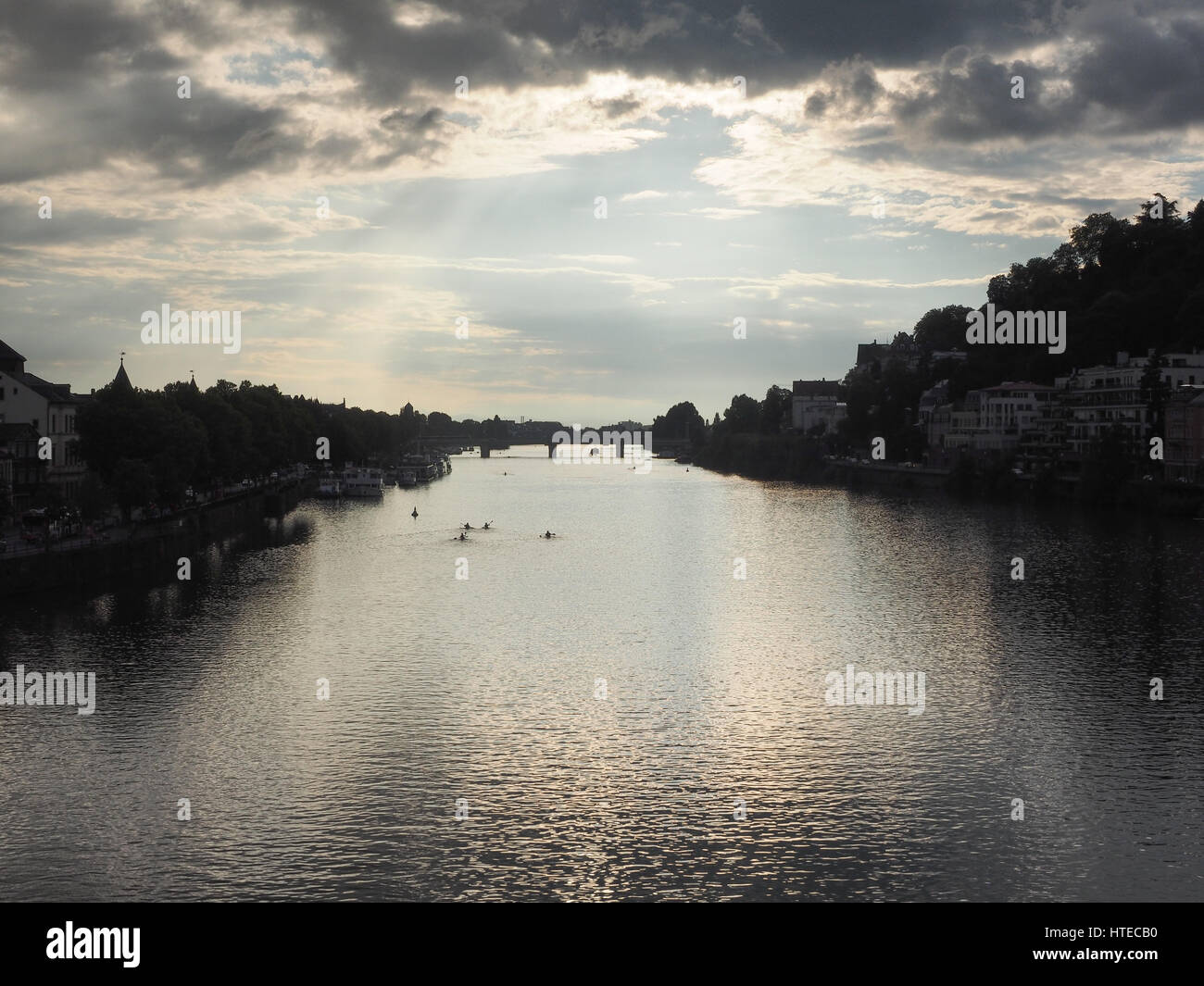 River Neckar and city Heidelberg at twilight Stock Photo - Alamy