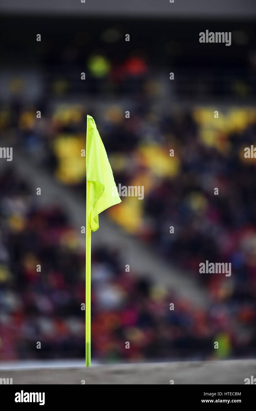 Detail with soccer yellow corner flag on a stadium Stock Photo - Alamy