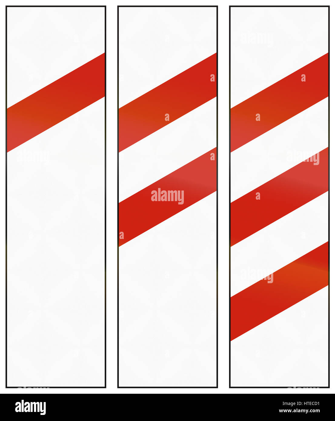 Norwegian distance markers in front of a level crossing Stock Photo - Alamy