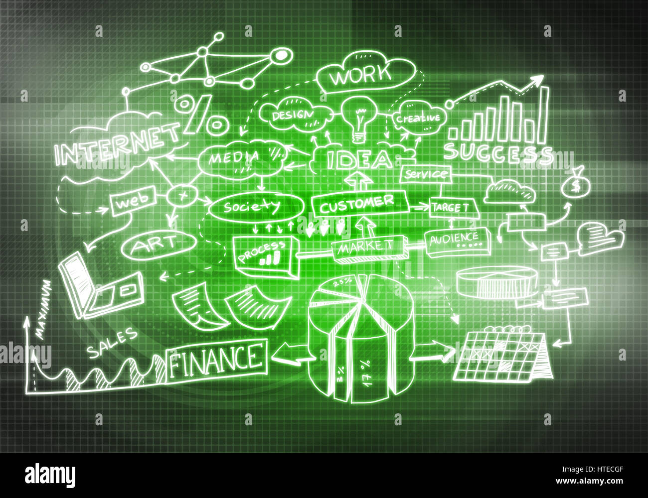Background image with sketches of business plan and strategy Stock ...