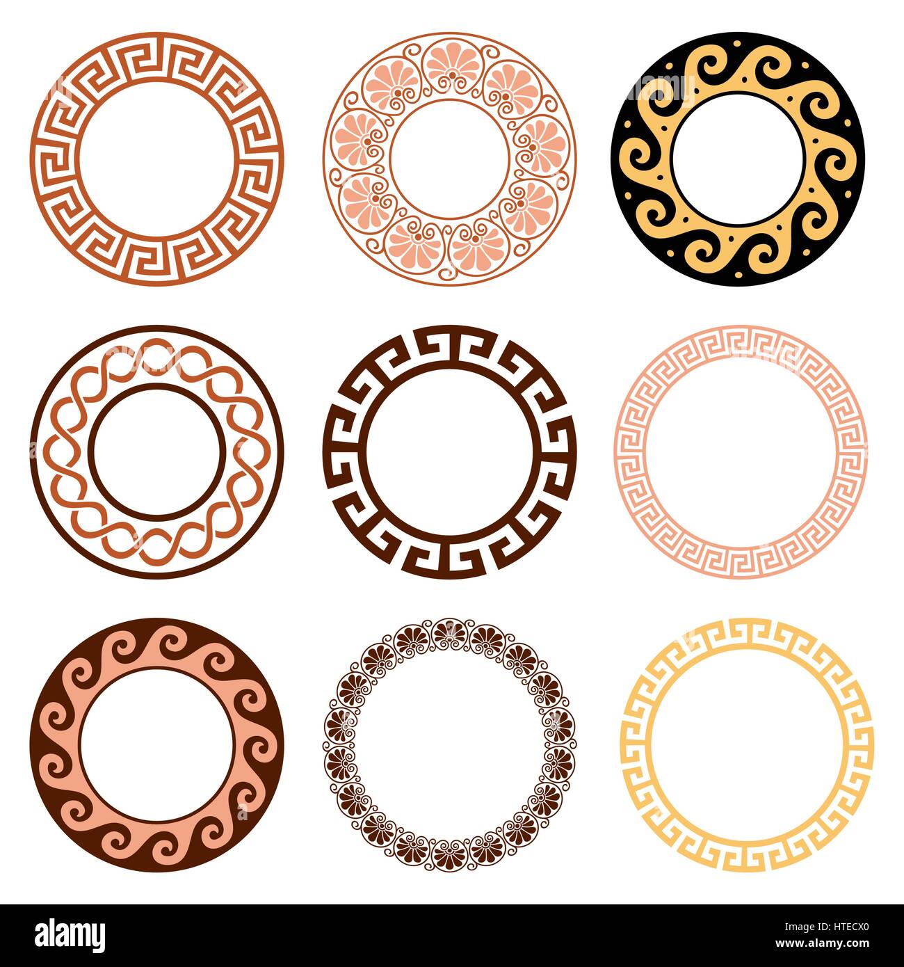 Ancient Greek round pattern - set of antique borders from Greece Stock ...