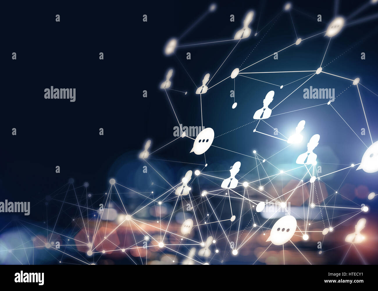 Background conceptual image with social connection lines on dark ...