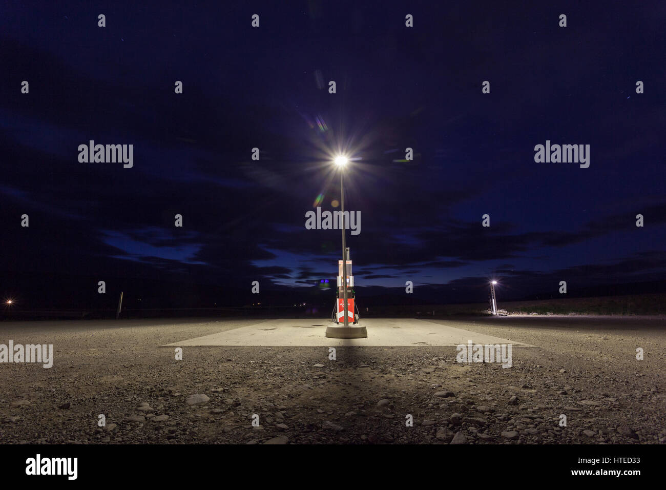 Empty self-service gas station during the night in Iceland Stock Photo ...