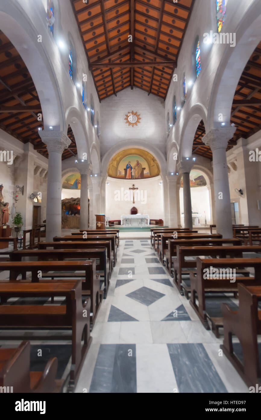 NAZARETH, ISRAEL - JAN 07, 2014: The Church of Saint Joseph, near the ...