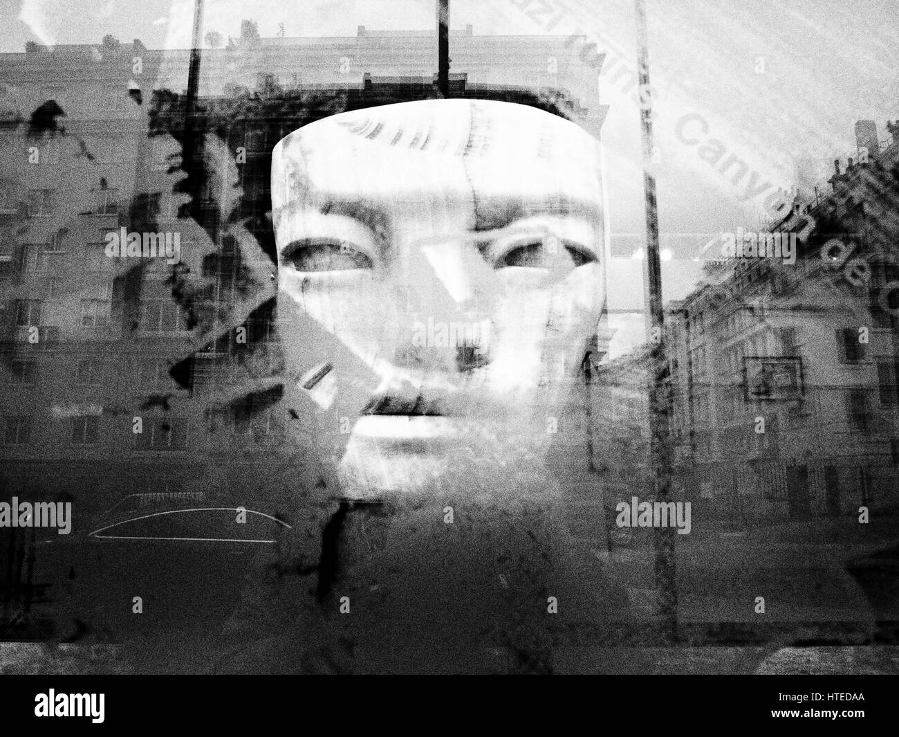 Creepy face at the window Black and White Stock Photos & Images - Alamy