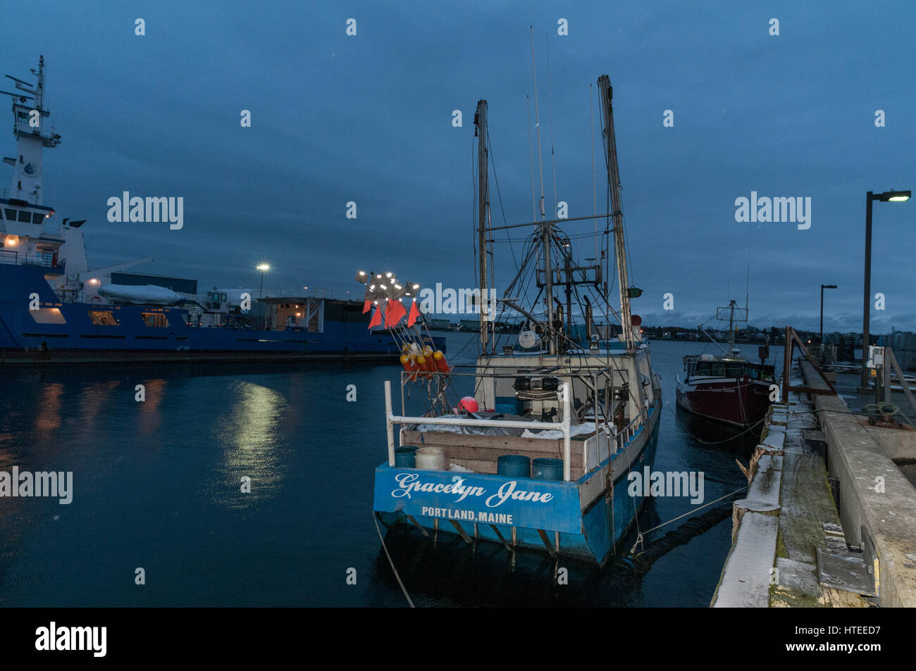Boat set up for long lining Stock Photo - Alamy