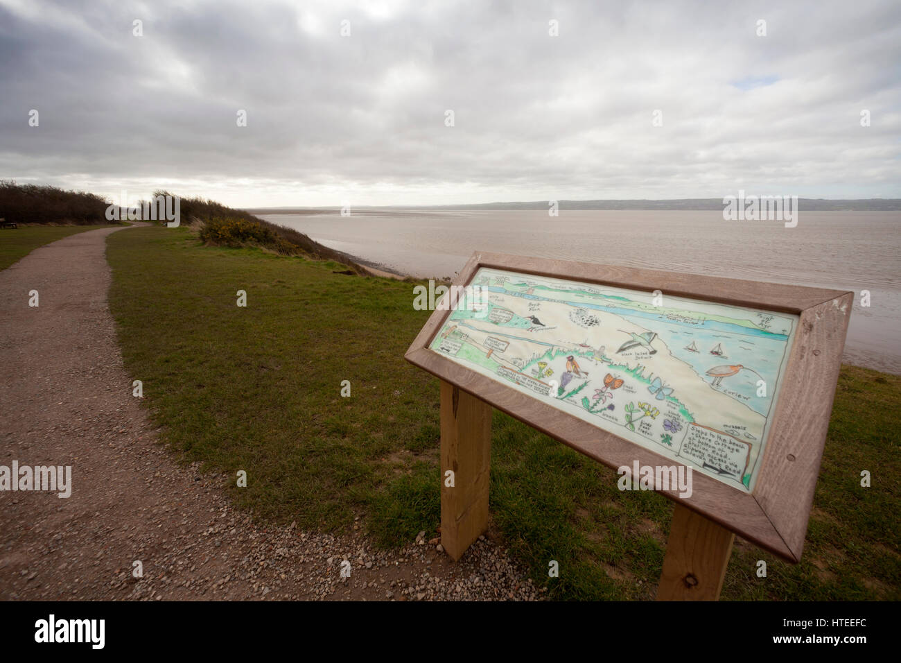 Looking along the Dee estuary towards North Wales from the cliff top at ...