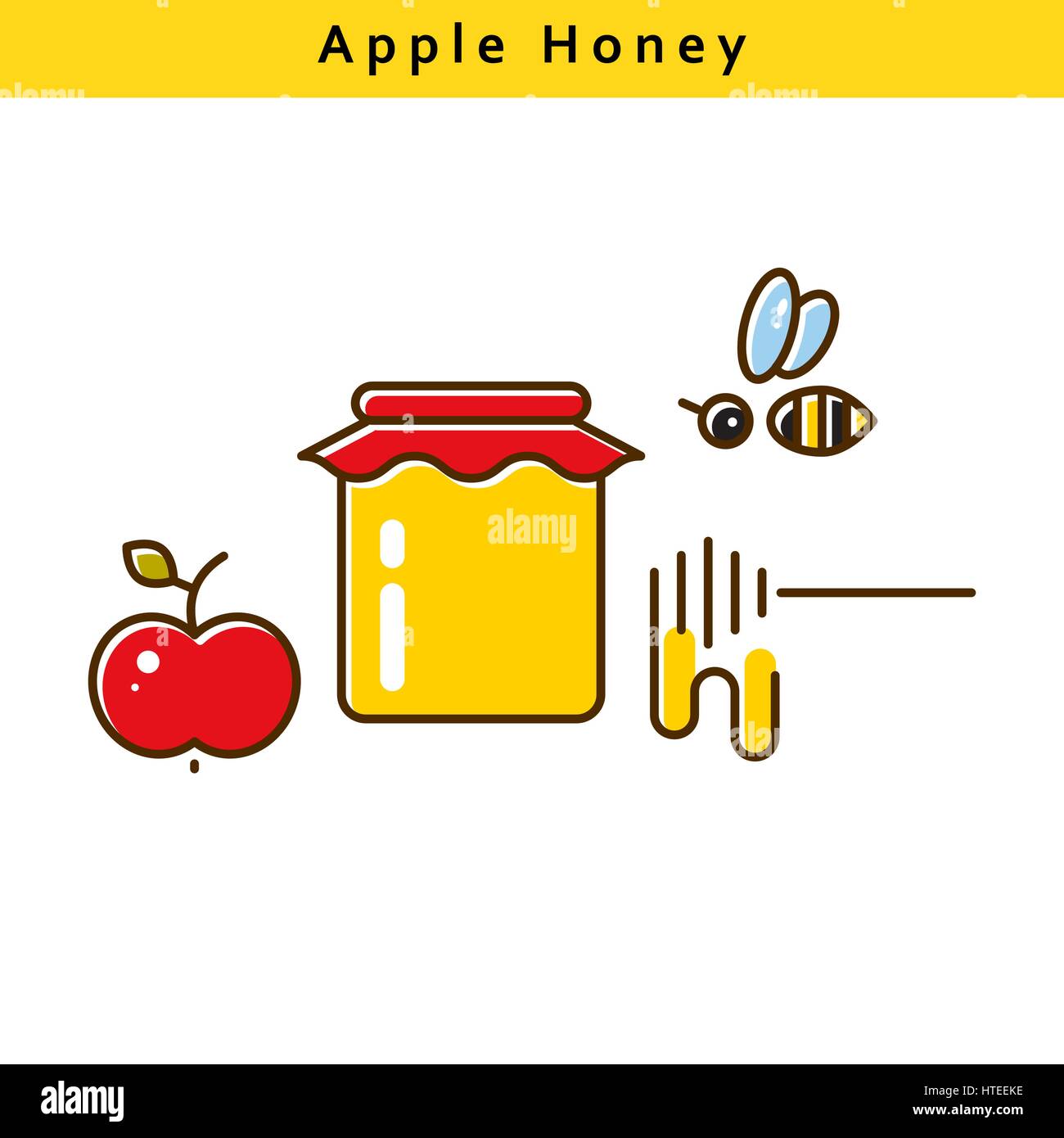 Honey bee apple Stock Vector Images - Alamy