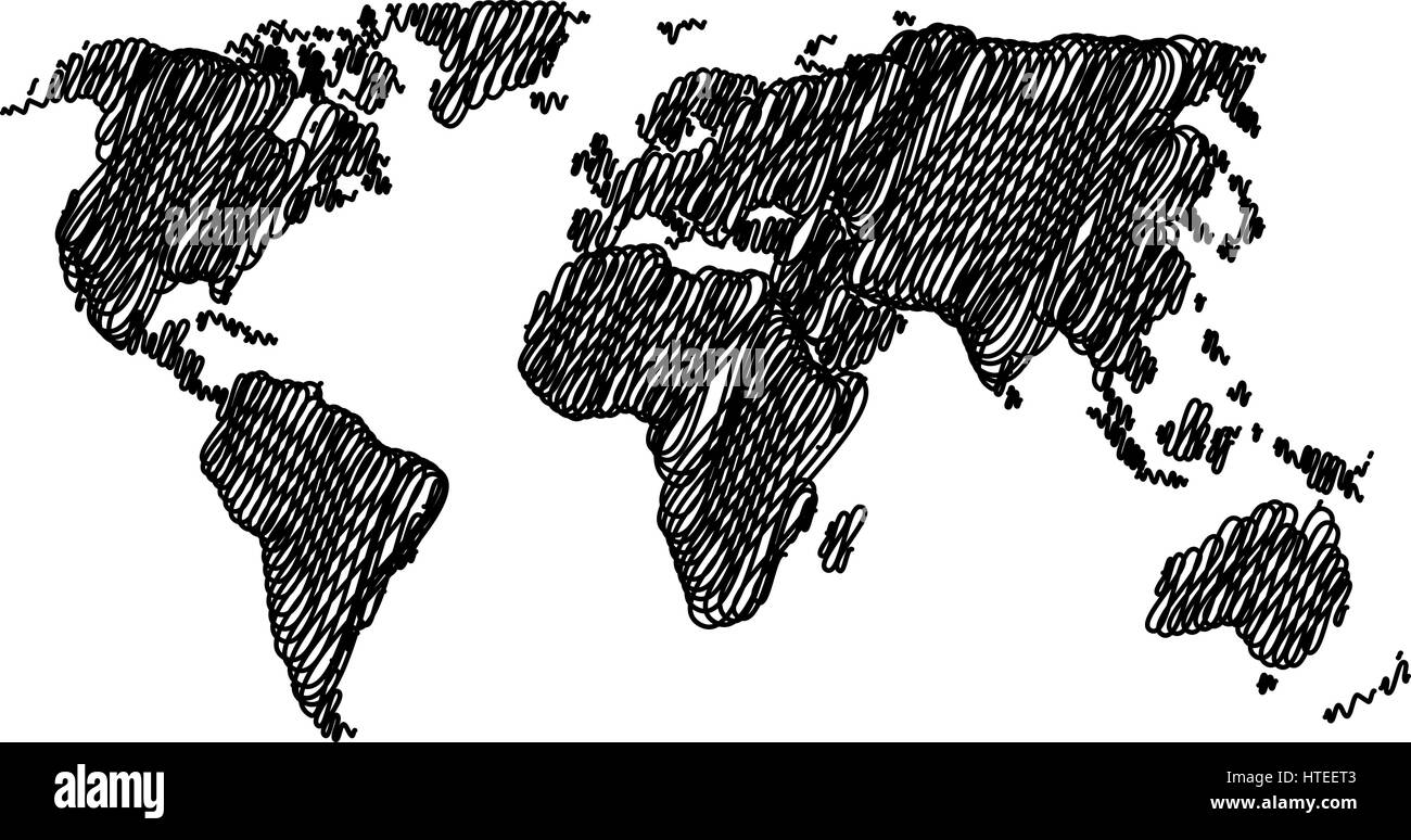 World Map - vector scribble, Sketchy World map Stock Vector Image & Art ...