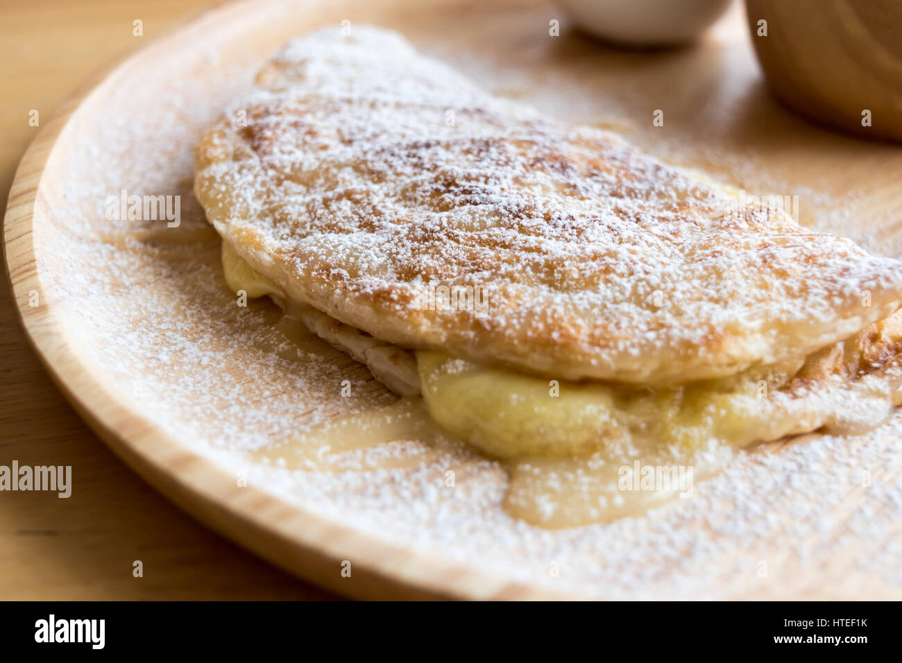 closeup fresh homemade dessert soft vanila roti with cool ice cream ...