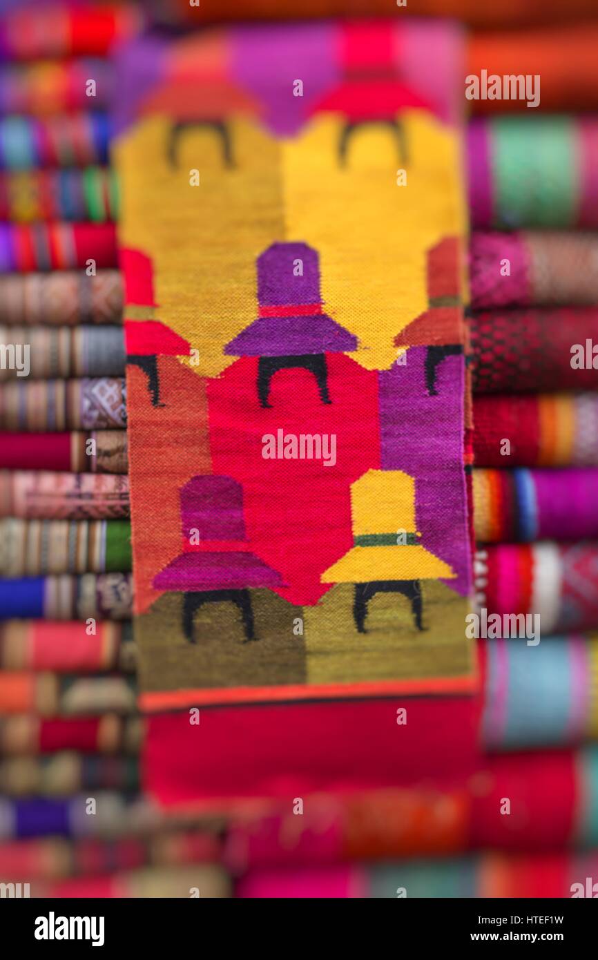 Colorful Fabric at market in Peru, South America Stock Photo - Alamy