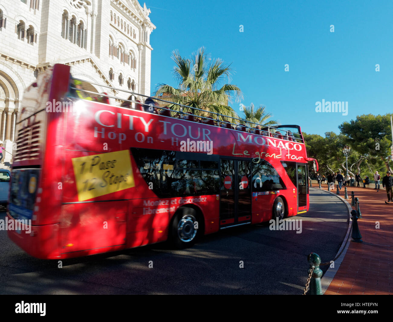 A tour bus in Monaco Stock Photo - Alamy