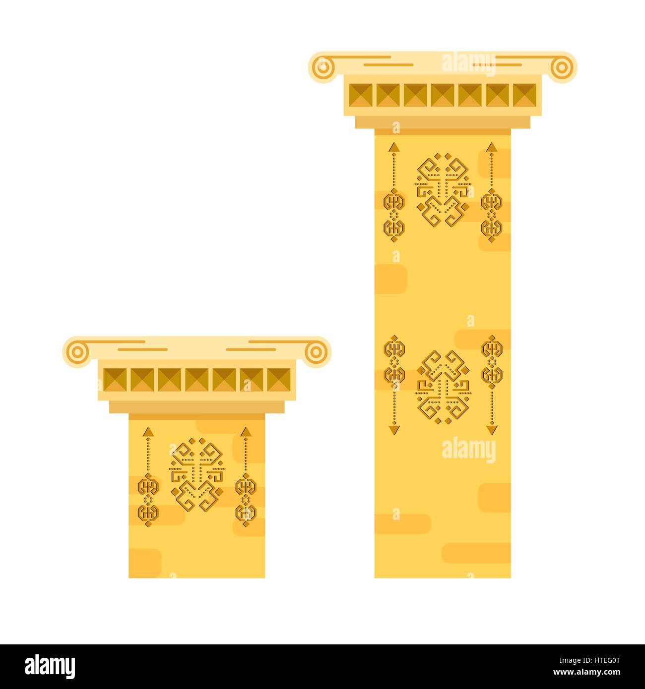 Ancient columns isolated vector illustration. Sand color stone pillars ...