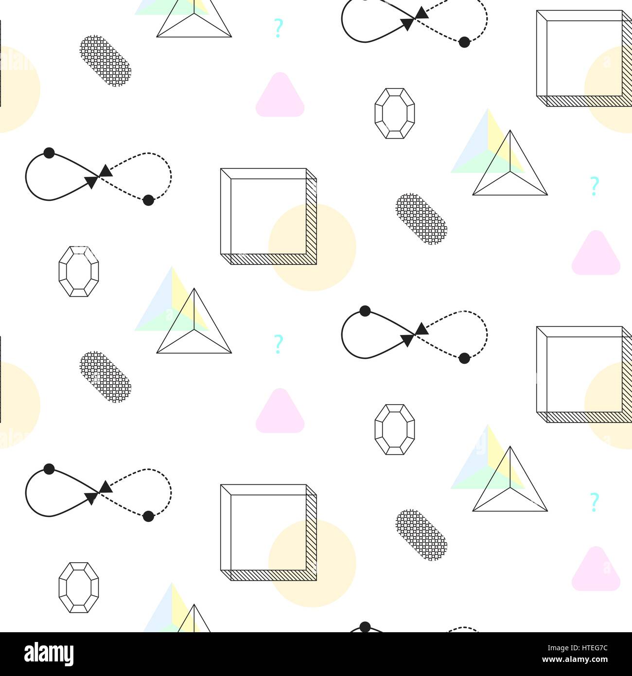 Infinity shape and cubes nineties seamless vector pattern Stock Vector ...