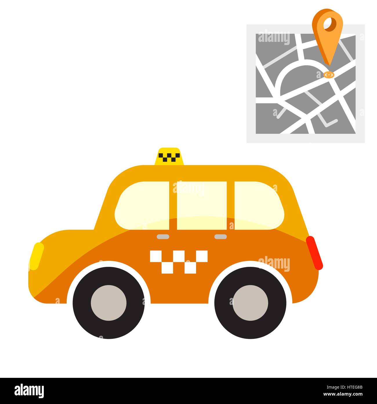 Taxi cab with map point vector illustration Stock Vector Image & Art ...
