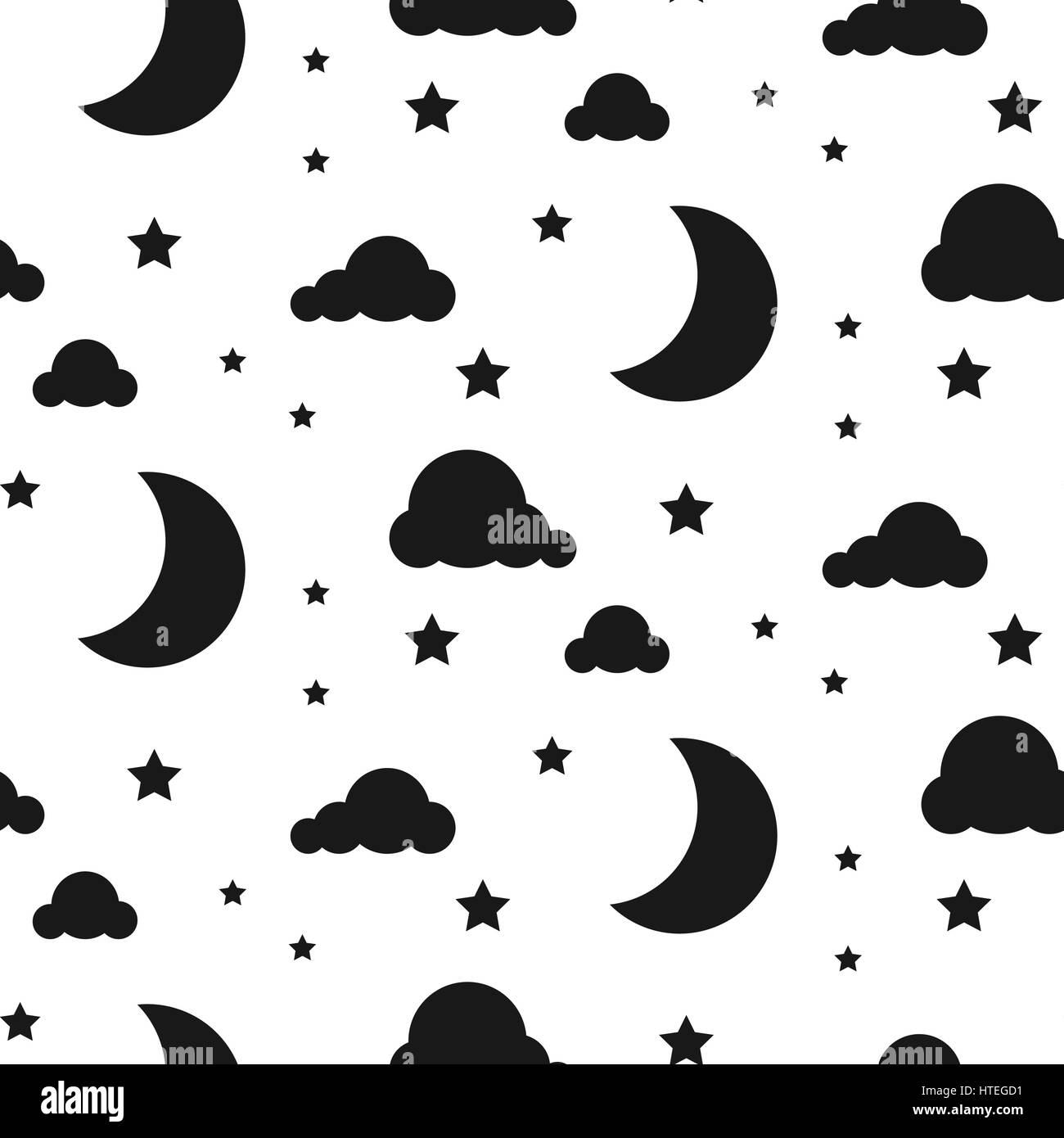 Clouds stars vector pattern Black and White Stock Photos & Images - Alamy