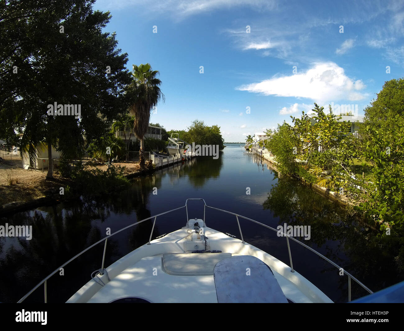 bow of boat in canal Florida Keys Stock Photo - Alamy