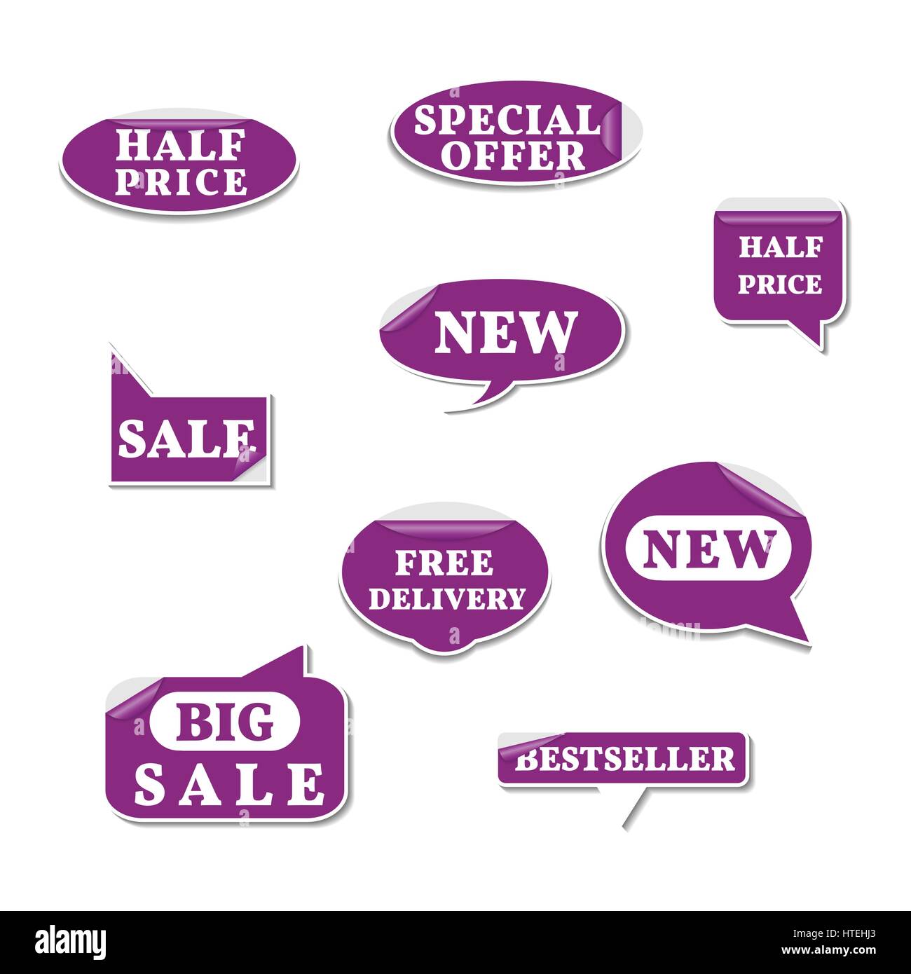 Set of bright labels sale in the form of stickers fifth part, vector ...