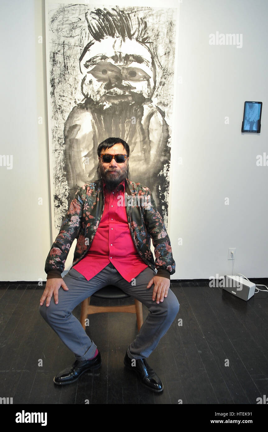 New York, USA. 09th Mar, 2017. Li Jin poses for photo in front of his ...