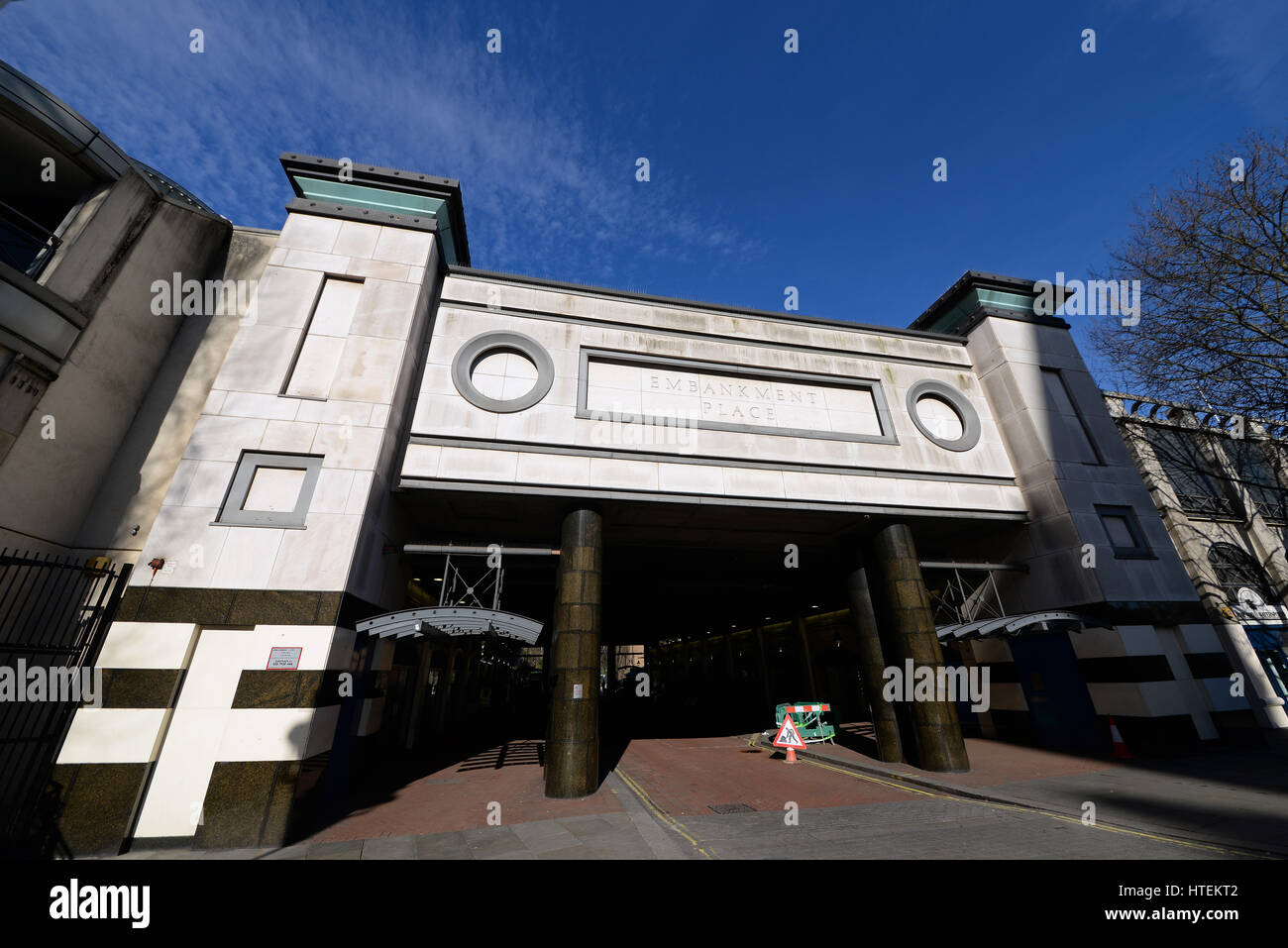 Embankment Place shops underneath the railway approaching Charing Cross ...