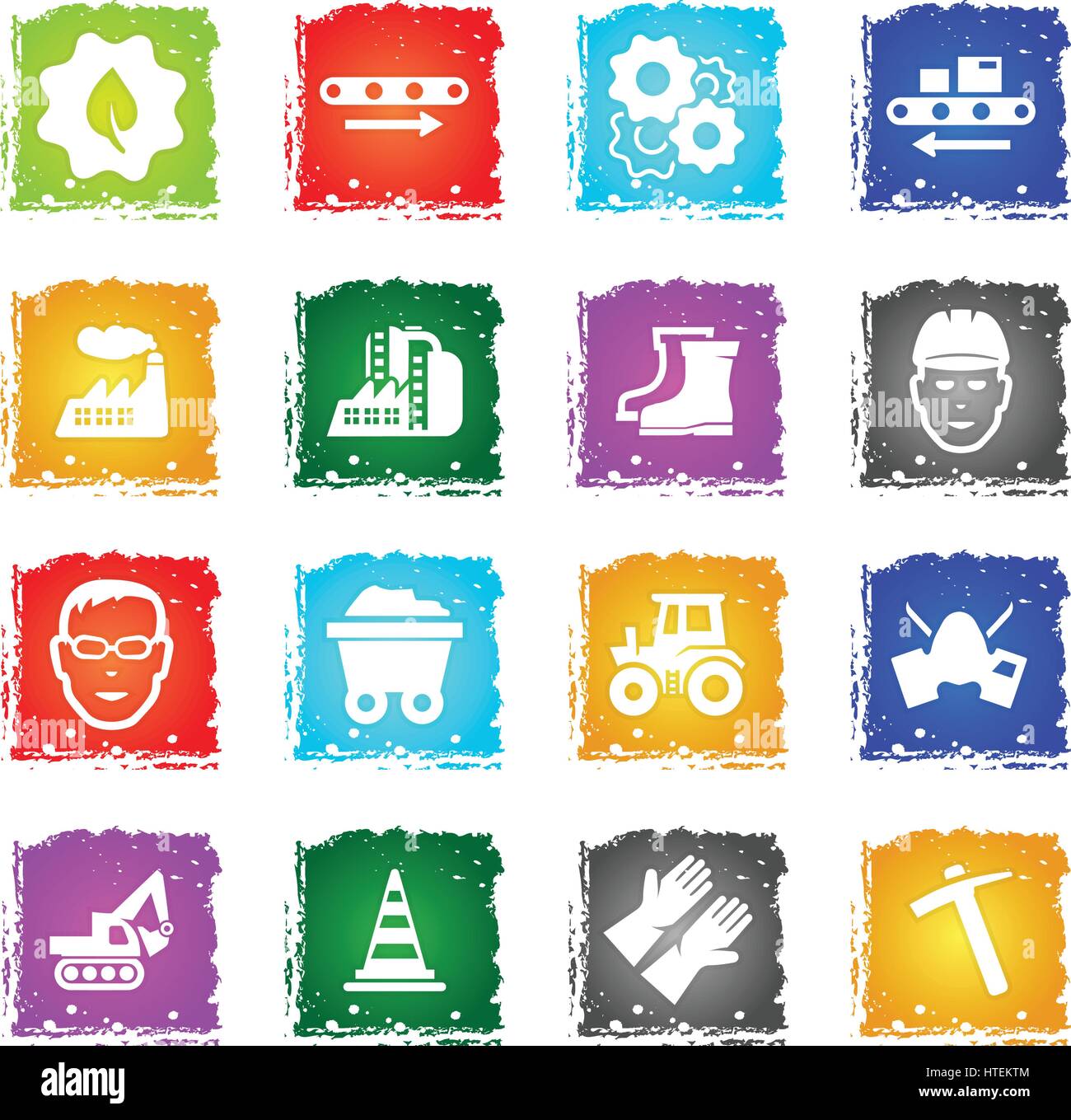 industrial vector web icons in grunge style for user interface design ...