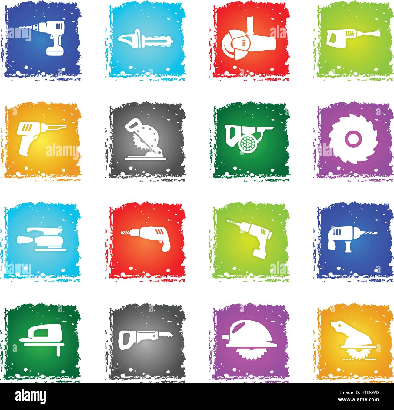 industrial equipment vector web icons in grunge style for user ...