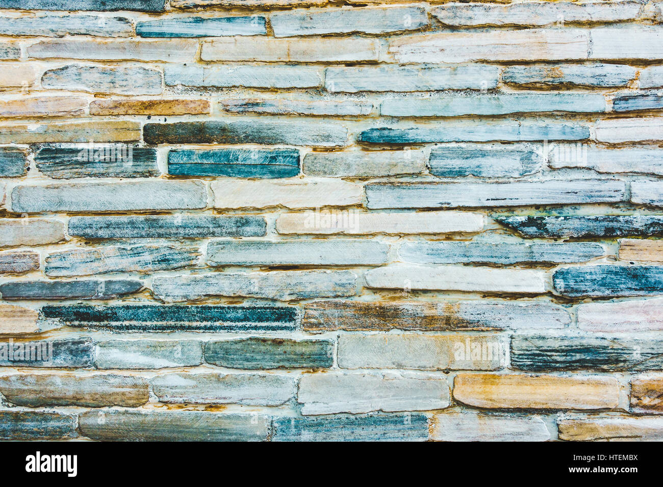Stone blue wall background with brick pattern hi-res stock photography ...