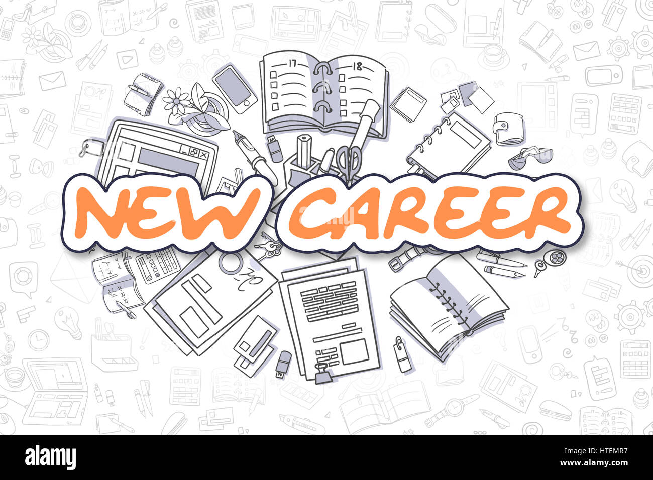 New Career - Hand Drawn Business Illustration with Business Doodles ...