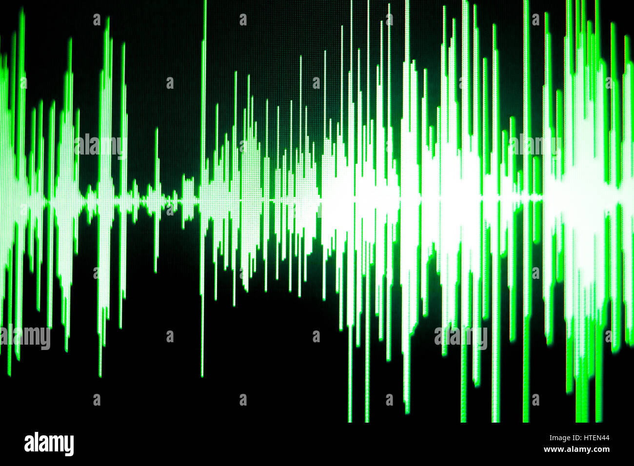 Sound recording studio audio wave on computer screen in professional ...