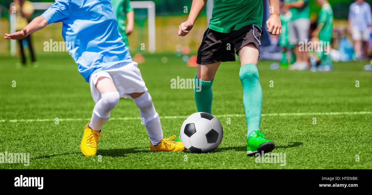 Football Soccer Match for Children. Kids Playing Soccer Game Tournament ...