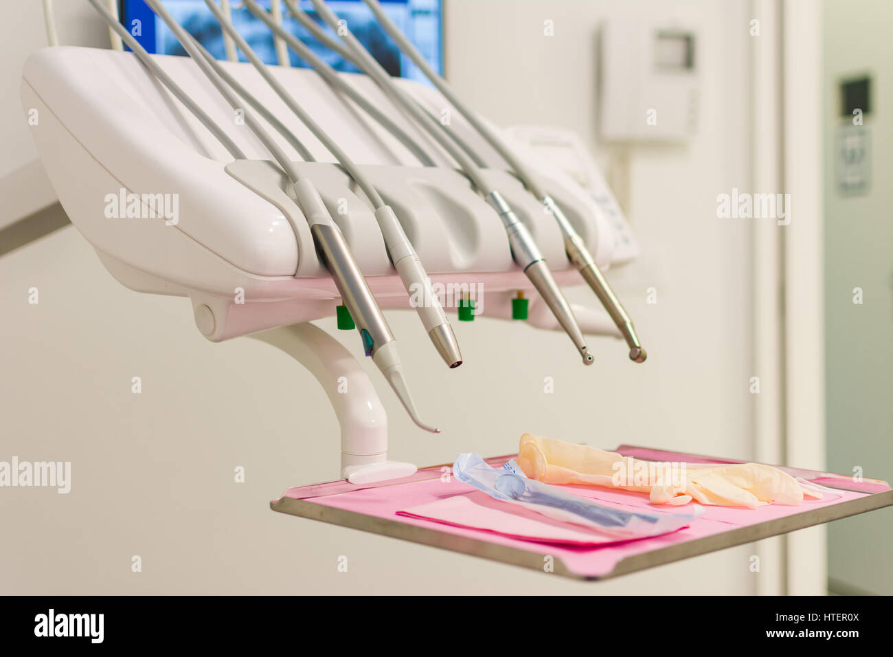 Dental chair instruments and drills Stock Photo - Alamy
