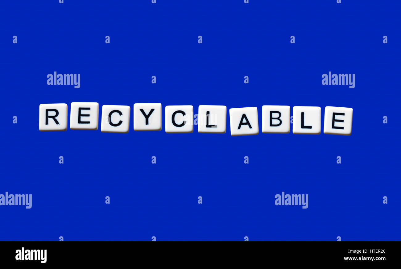 Recyclable highlighted on white blocks Stock Photo - Alamy