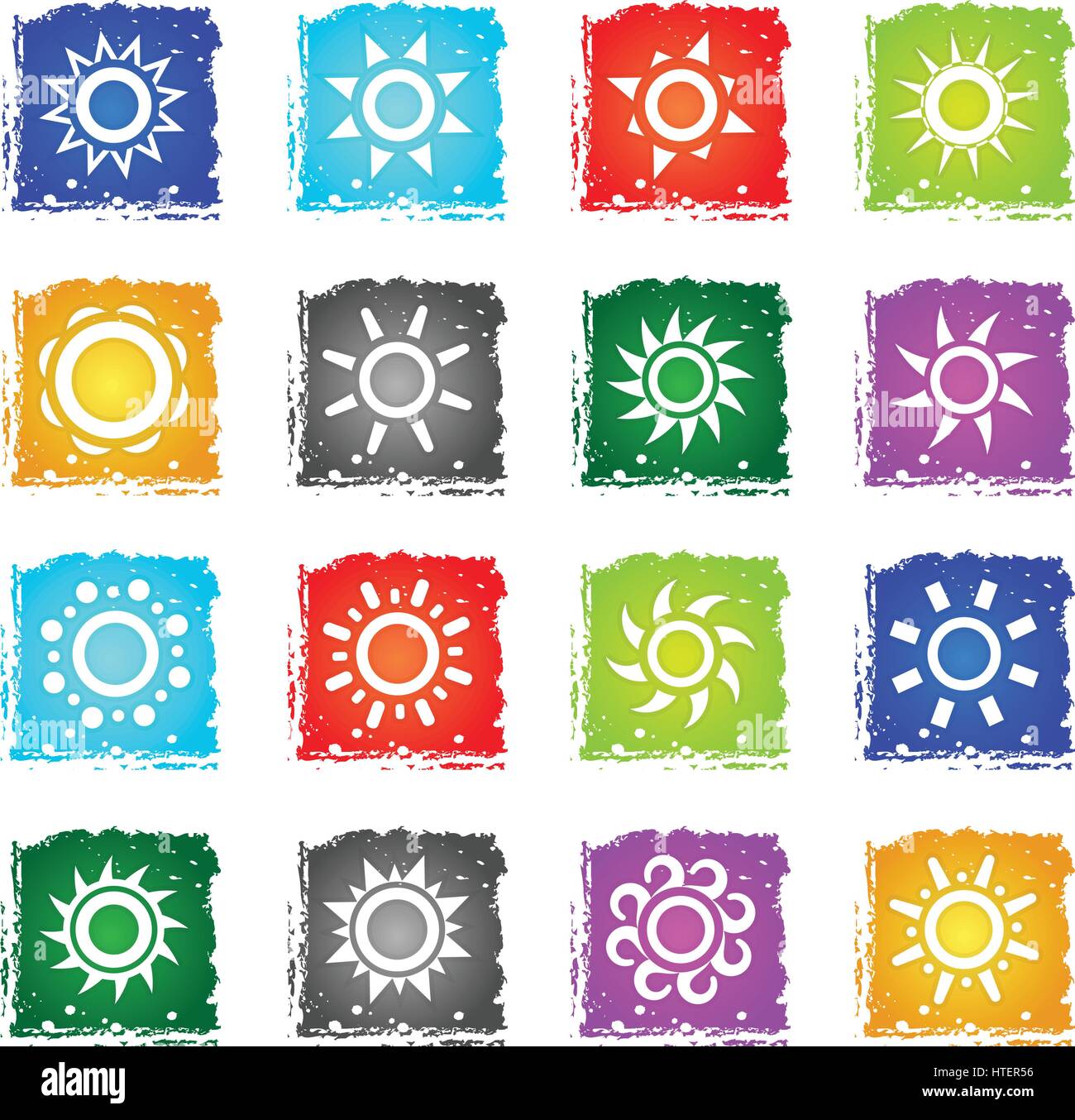 sun vector web icons in grunge style for user interface design Stock ...
